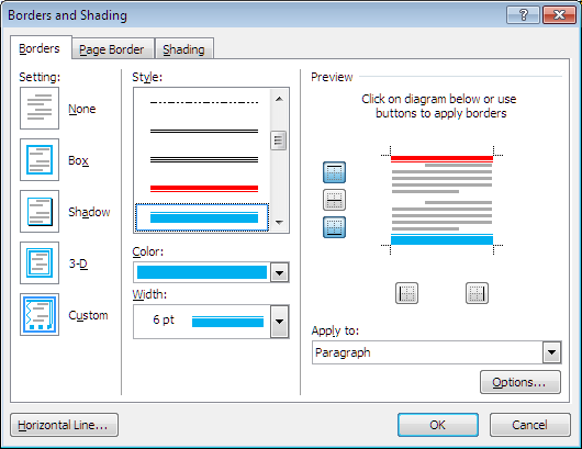 Using Borders In Word 2007 And Above